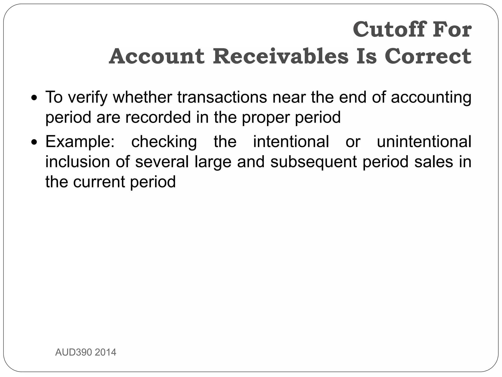 Topic 8 audit of revenue & receipts cycle + acc receivable | PPTX