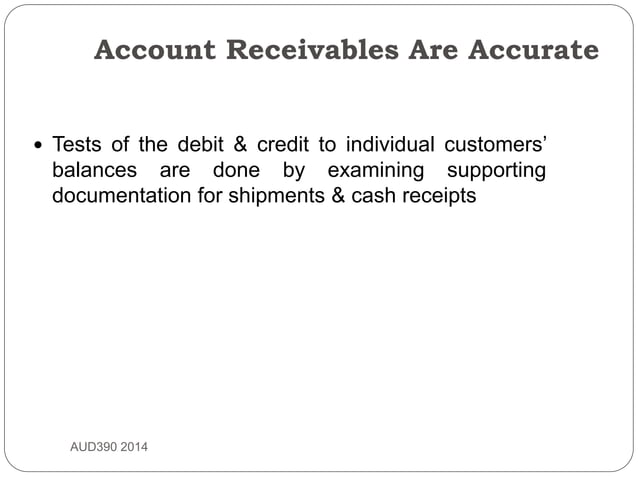 Topic 8 audit of revenue & receipts cycle + acc receivable | PPT