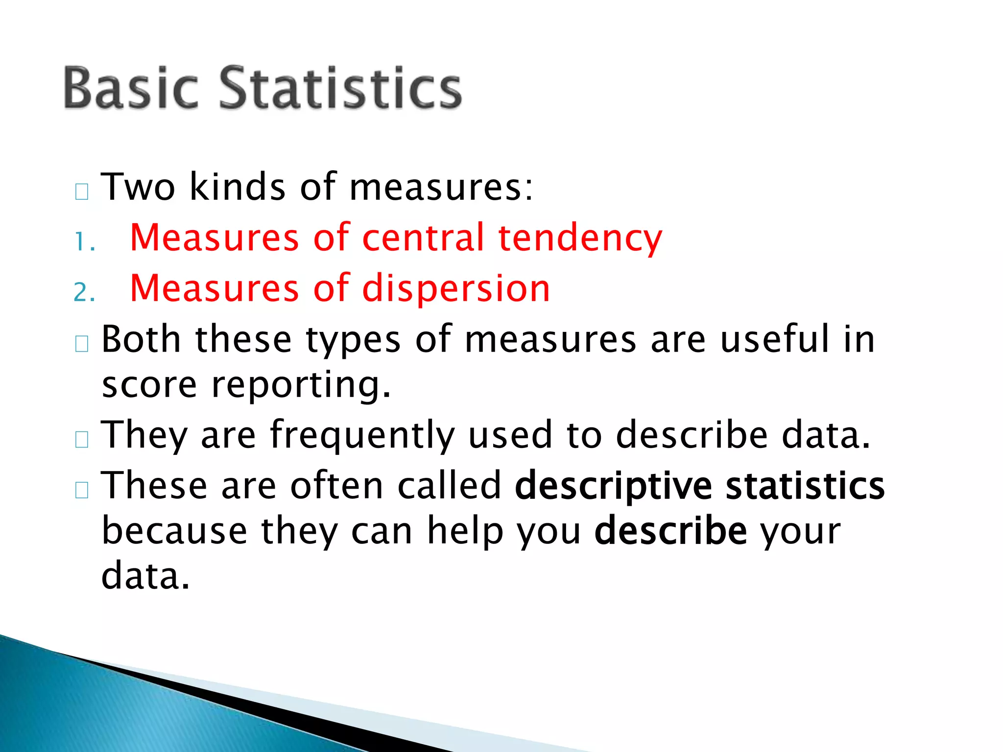 Topic 8a Basic Statistics | PPTX