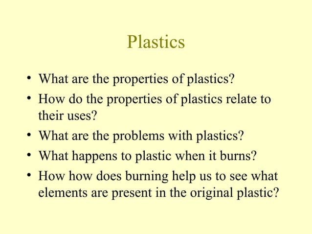 Topic 8 Plastics Learning Outcomes | PPT