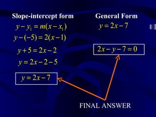 Topic 8 (Writing Equations Of A Straight Lines) | PPT
