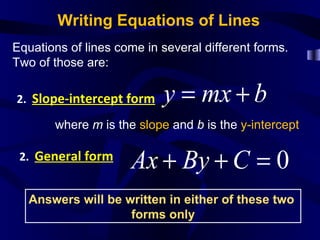 Topic 8 (Writing Equations Of A Straight Lines) | PPT