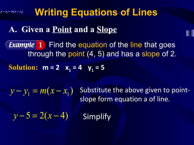 Topic 8 (Writing Equations Of A Straight Lines) | PPT
