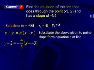 Topic 8 (Writing Equations Of A Straight Lines) | PPT