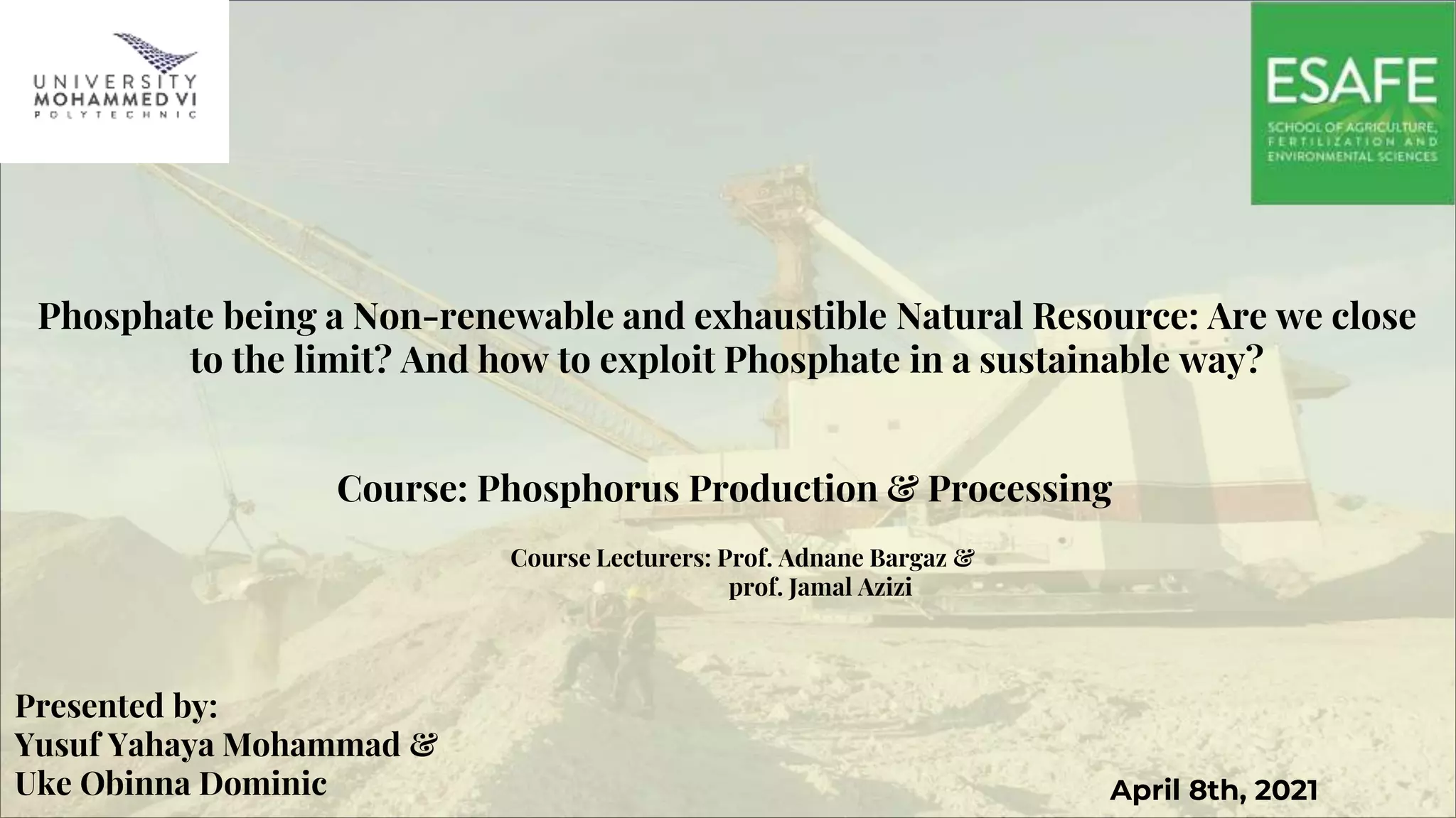 Sustainable phosphate use | PPT
