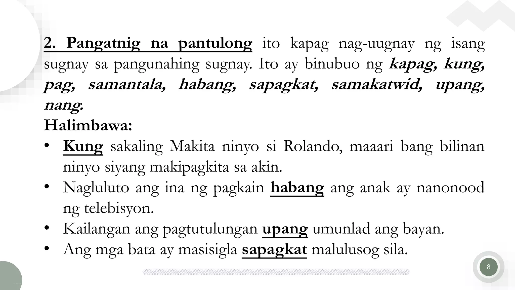 Topic 9- Pang angkop, Pangatnig, Pang ukol, Pantukoy.pptx