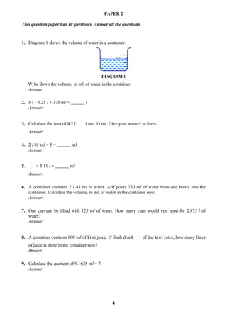 Topic 9 volume of liquid | DOC