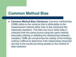 Quantitative Data AnalysisReliability Analysis (Cronbach Alpha) Common Method Bias (Harman ...