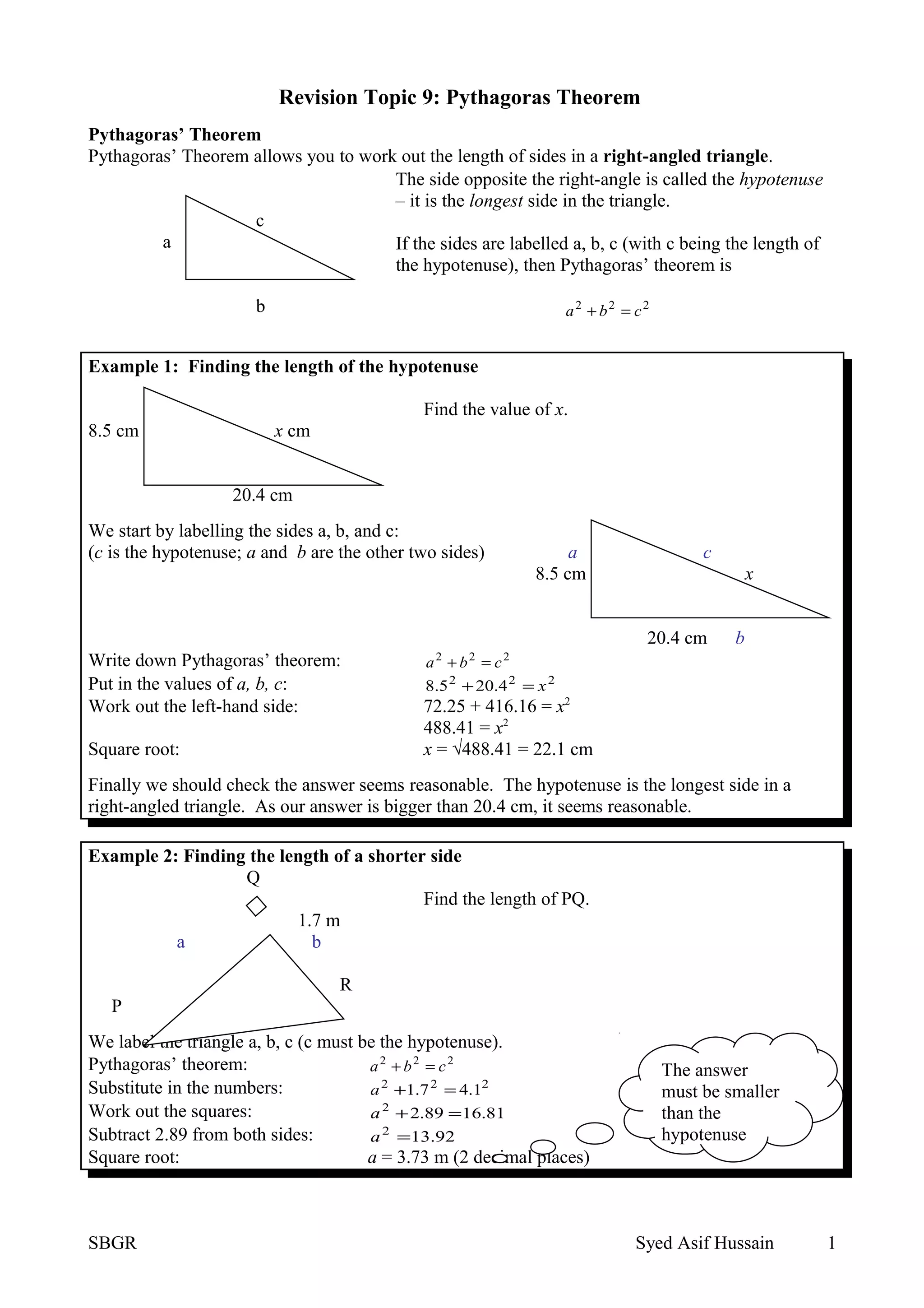 Topic 9 pythagoras | DOC
