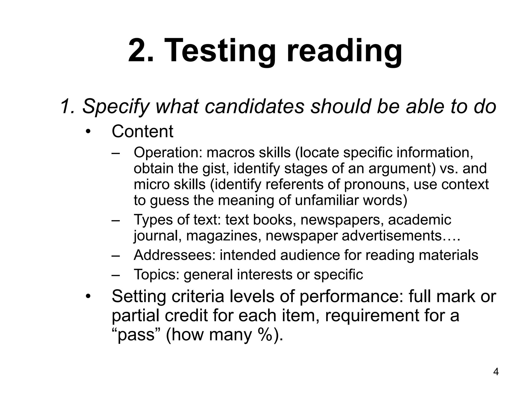 Testing four skills | PPT
