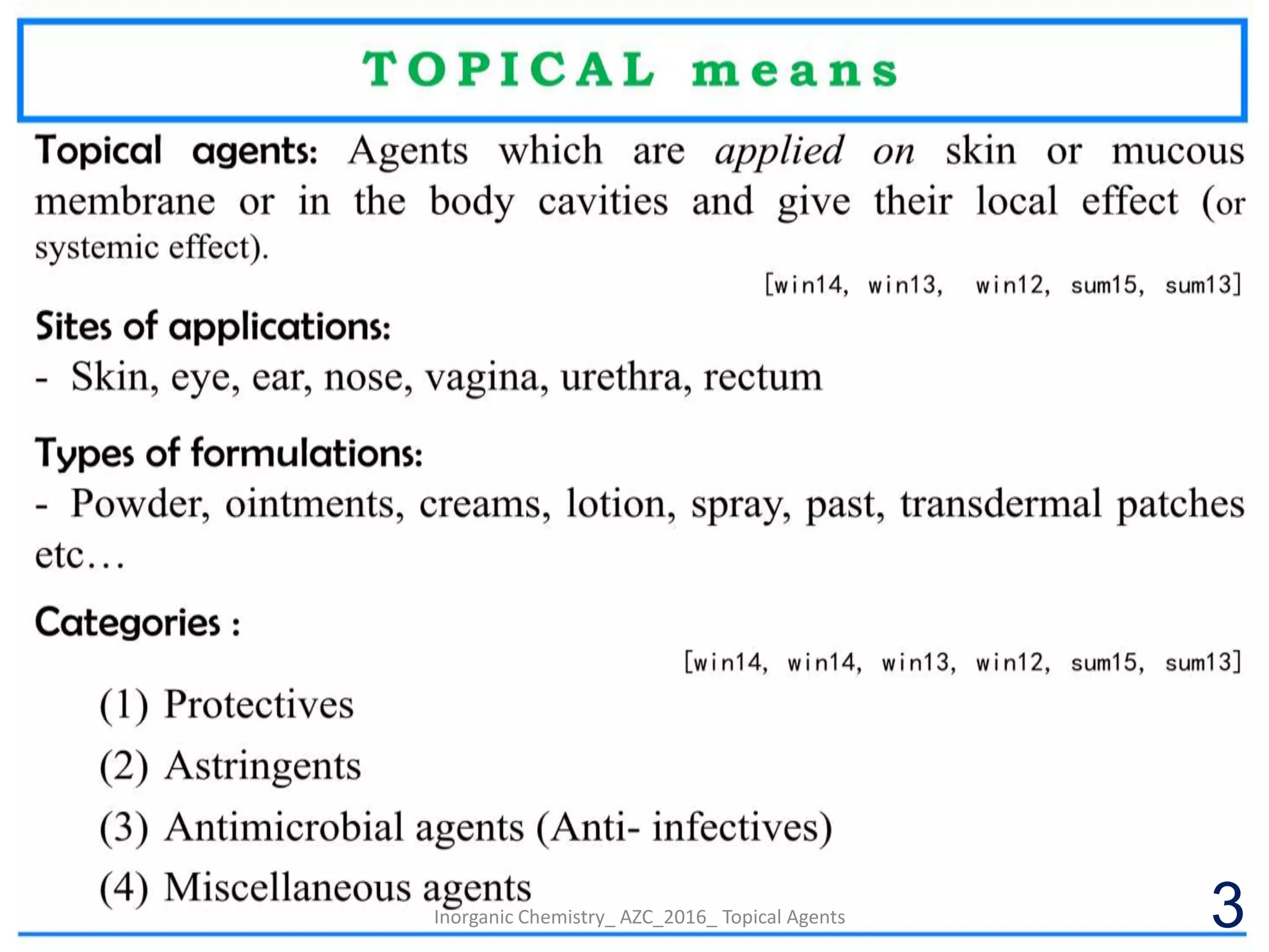 Topical Agents _ Pharmaceutical Inorganic Chemistry _ B. Pharmacy ...