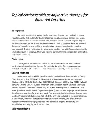 Topical corticosteroids as adjunctive therapy for bacterial keratitis ...
