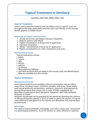 Topical drugs in dentistry | PDF