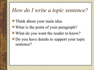Topic and concluding sentences powerpoint | PPT