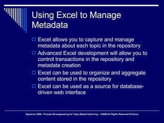 Process Re-engineering for Topic Based Authoring | PPS
