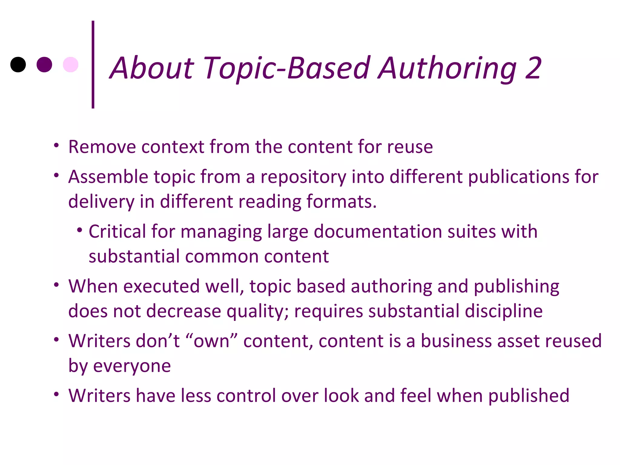 Topic-based Authoring and Reuse | PPT