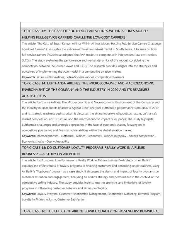 Air Transport Case Study Reveiw by CATC 2023 | PDF