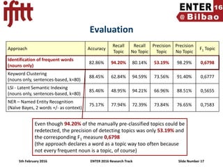 Topic Detection - Identifying relevant topics in tourism reviews | PPT