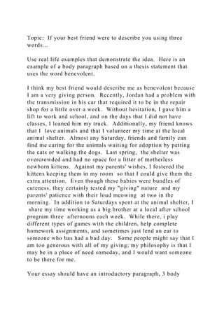 Topic If your best friend were to describe you using three words.. | PDF