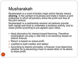 Topic ii. participatory modes of islamic finance musharakah and ...