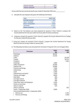 Topic income statement tutorial 3 | DOC | Business Accounting & Finance ...