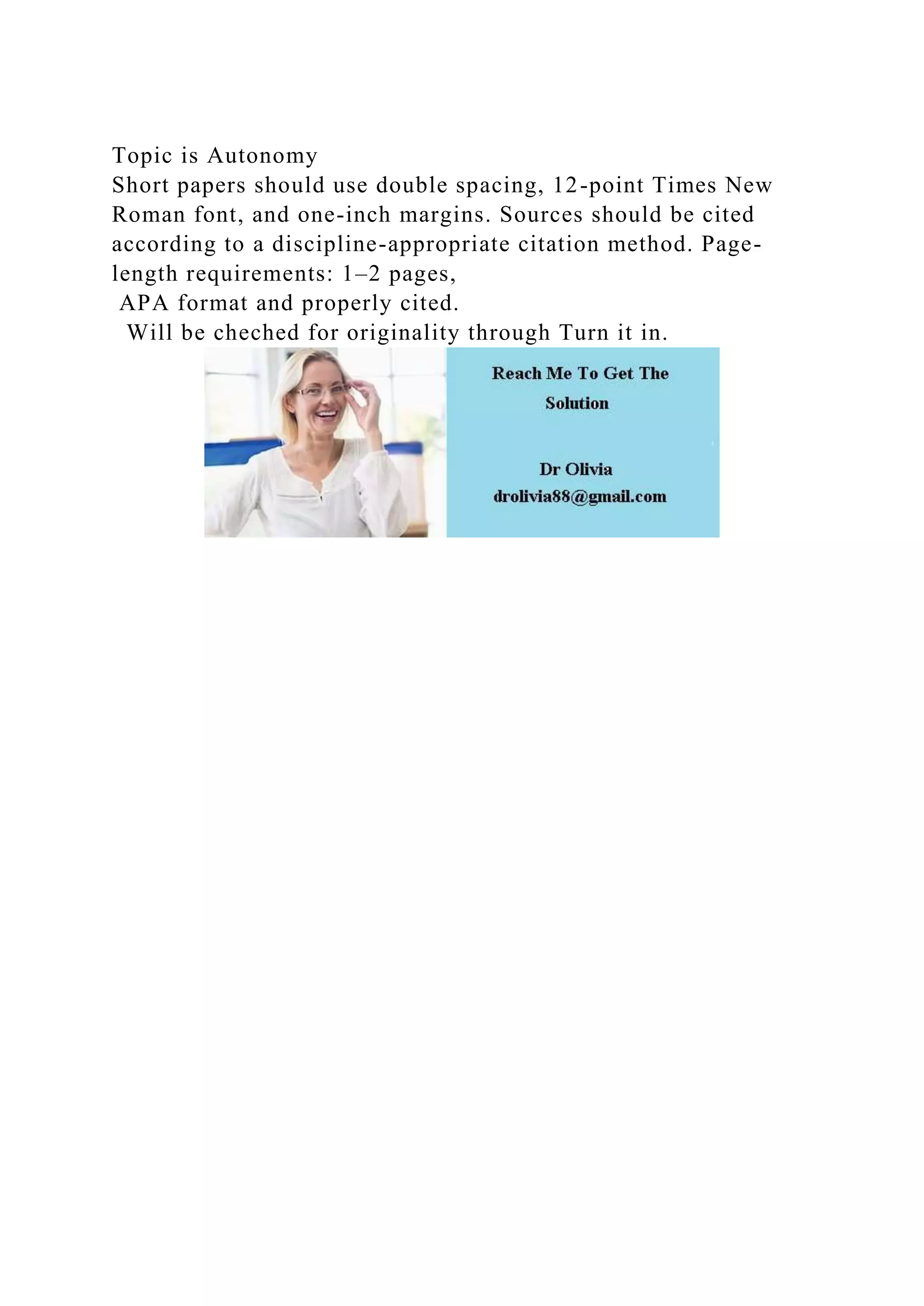 Topic is AutonomyShort papers should use double spacing, 12-point .docx