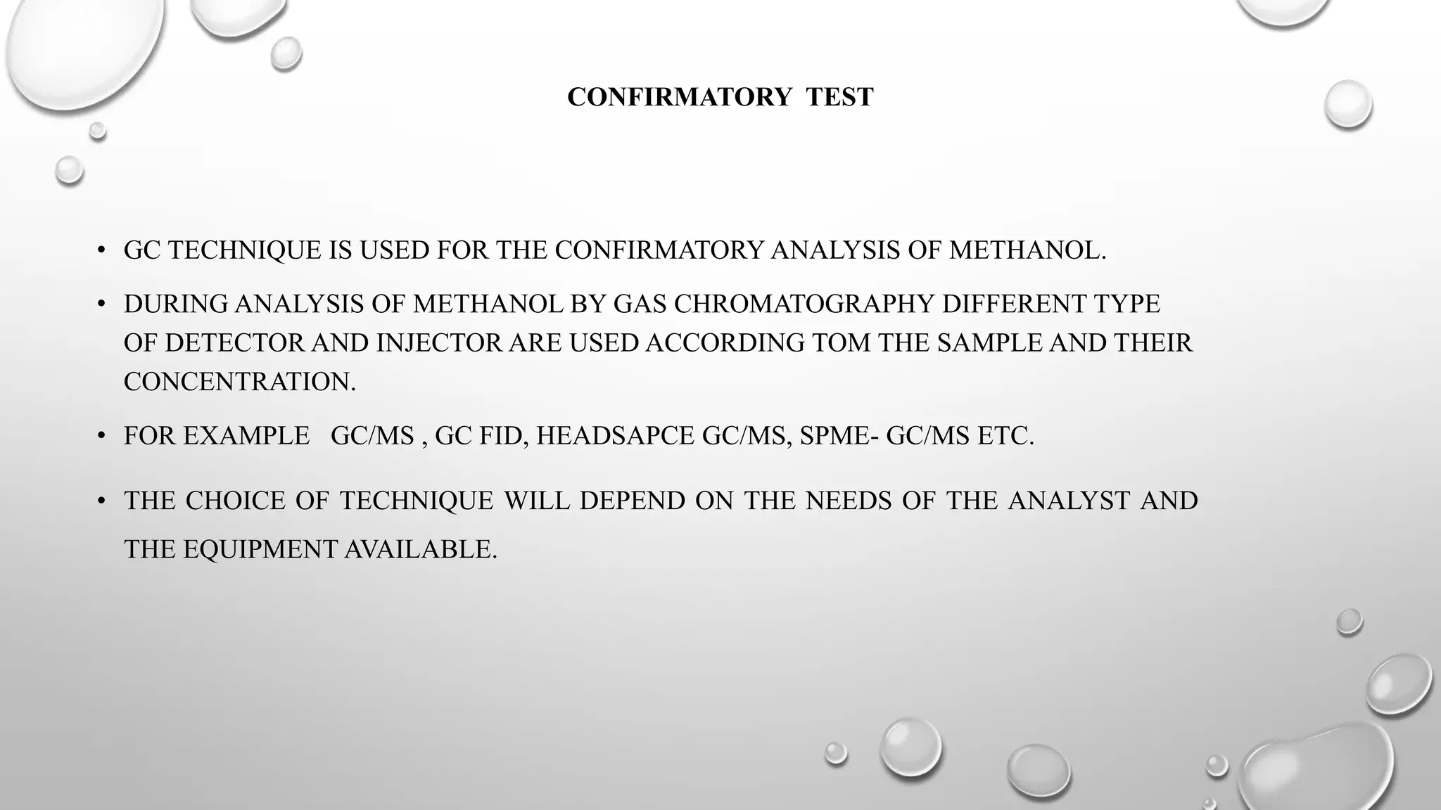analysis of methanol in case of death to denatured alcohol | PPTX
