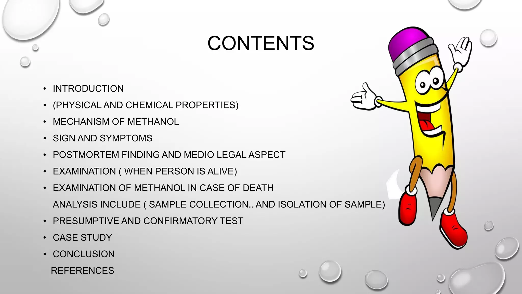 analysis of methanol in case of death to denatured alcohol | PPTX