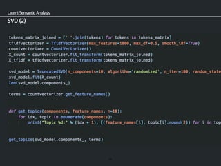 [Topic Modeling] Latent Semantic Analysis - Yonghee Cheon | PDF