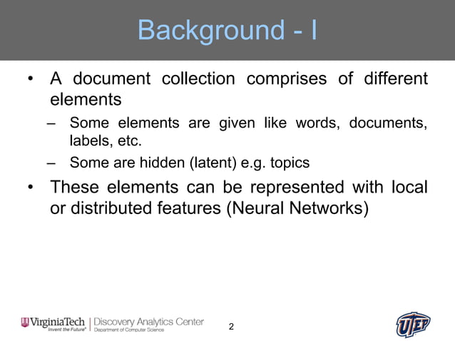 Slides: Concurrent Inference of Topic Models and Distributed Vector ...
