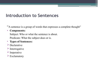 Parts of sentences for functional english english .pptx