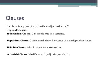 Parts of sentences for functional english english .pptx