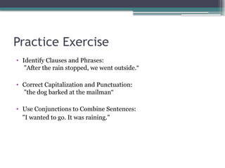 Parts of sentences for functional english english .pptx
