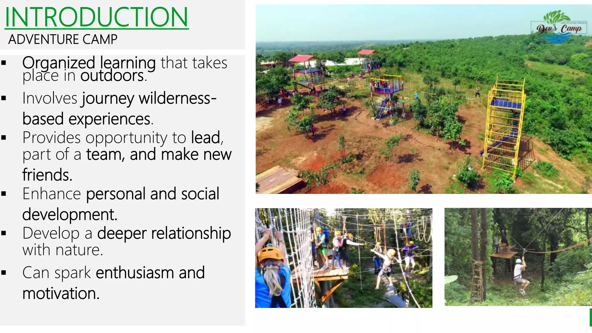 Thesis Topic presentation on Eco Resort and Adventure Camp | PPTX