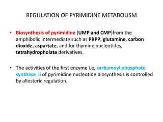 Topic reciprocal regulation of purine and pyrimidine metabolism | PPTX