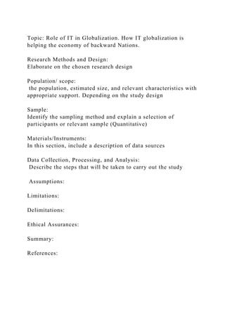Topic Role of IT in Globalization. How IT globalization is helping .docx