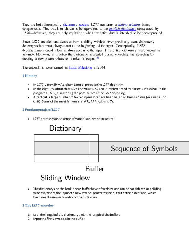 Topics:LZ77 & LZ78 | PDF