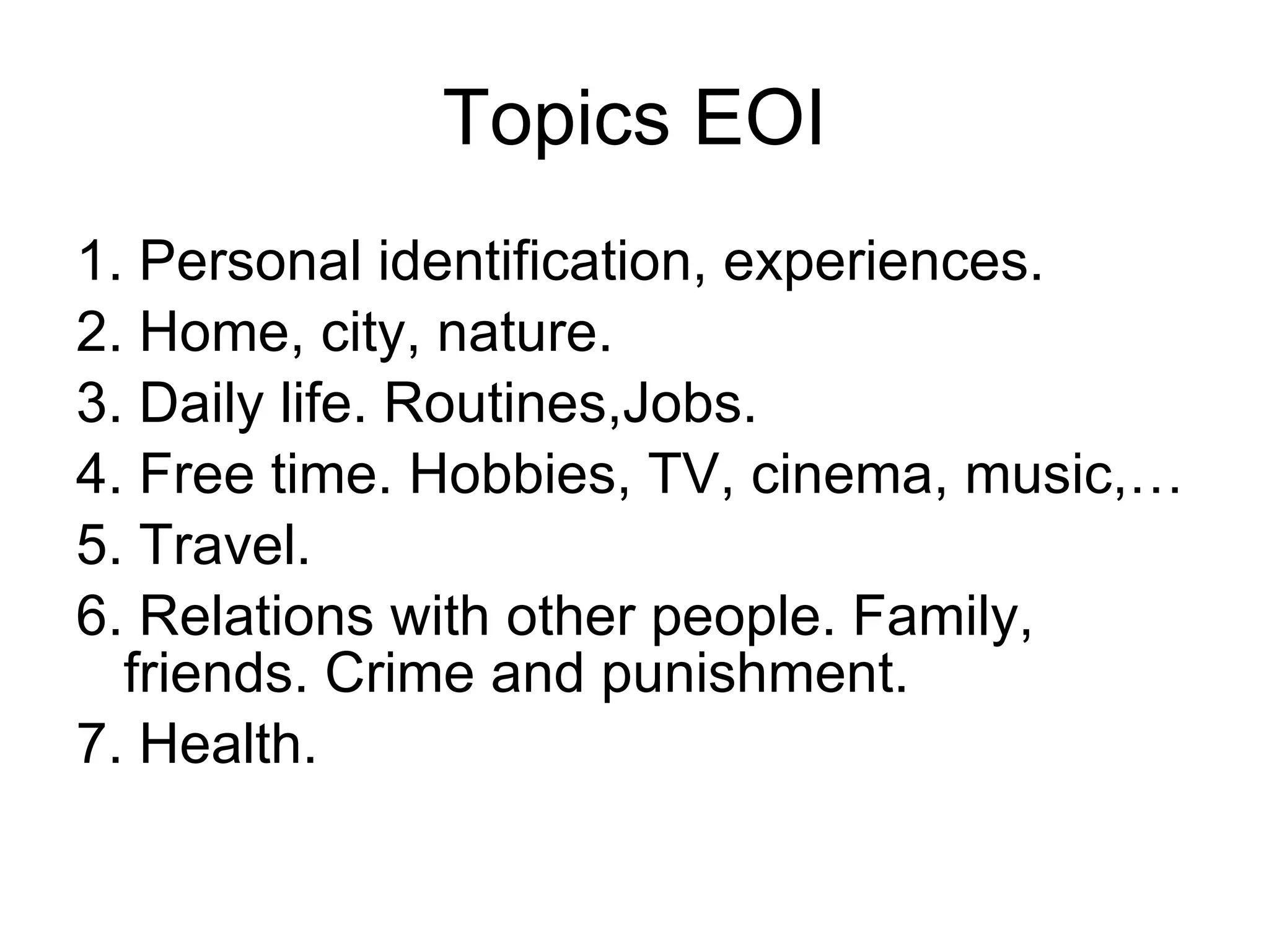 Topics Eoi | PPT