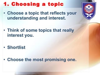 Topic Selection | PPT