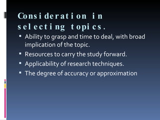 Topic Selection | PPT