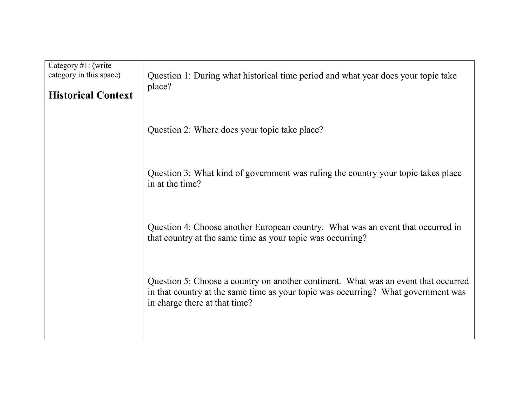 Topic selection and question sheet | DOCX