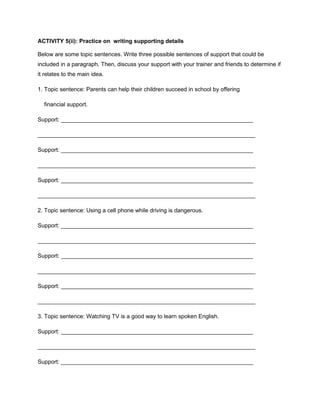 Topic sentence. mi sd | DOC