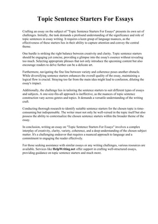 Topic Sentence Starters For Essays.pdf