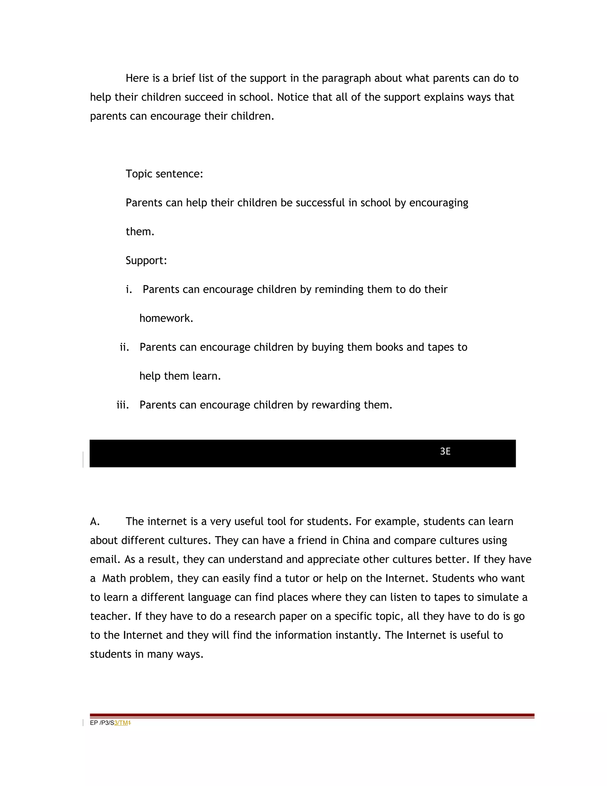 Topic sentence & supporting details | DOC