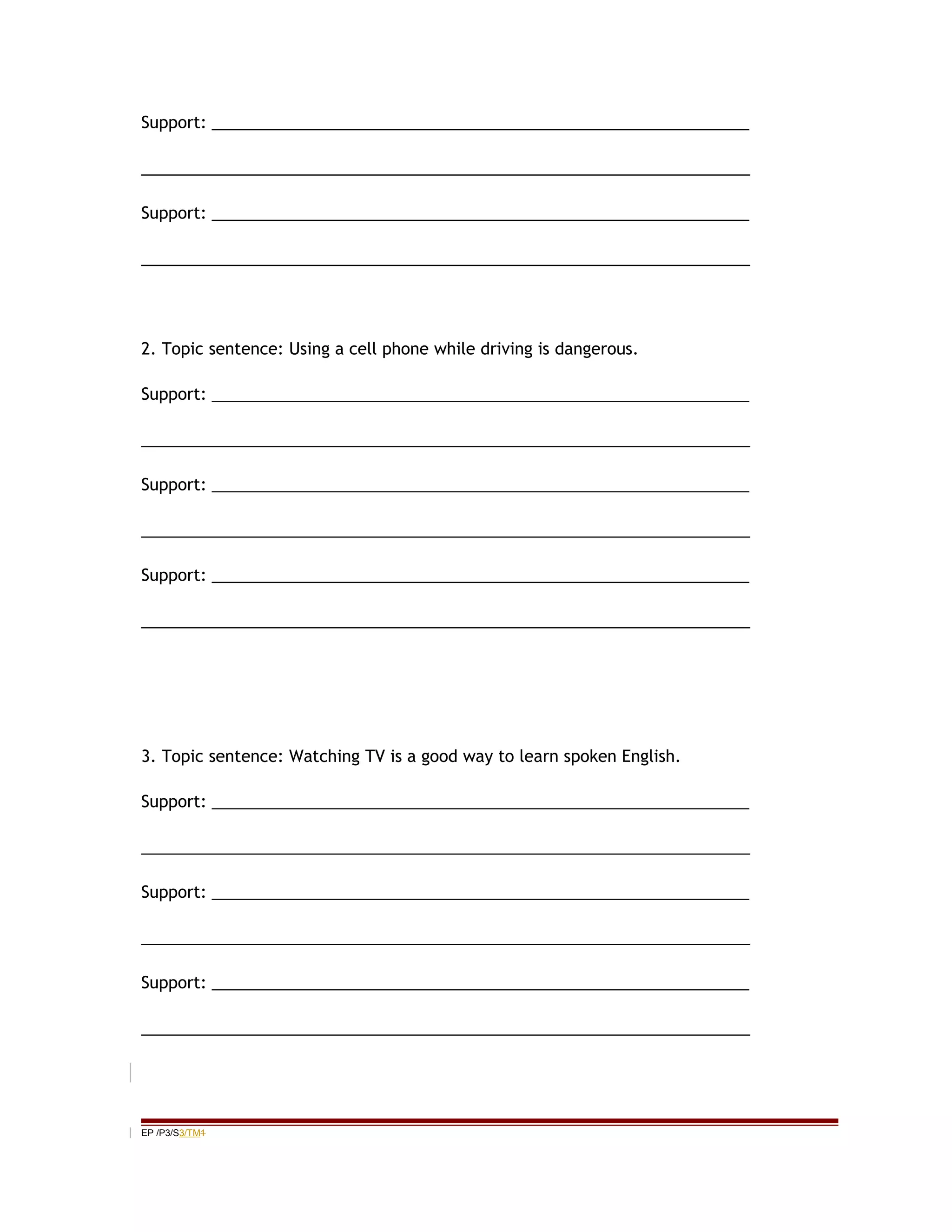 Topic sentence & supporting details | DOC