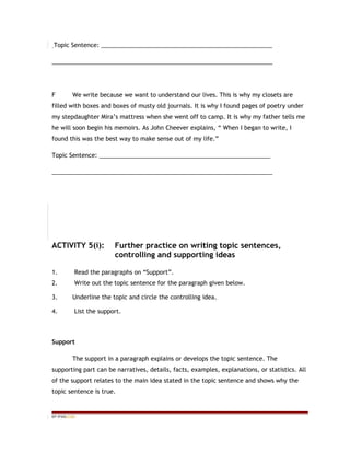 Topic sentence & supporting details | DOC