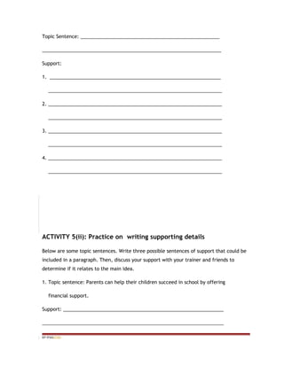 Topic sentence & supporting details | DOC
