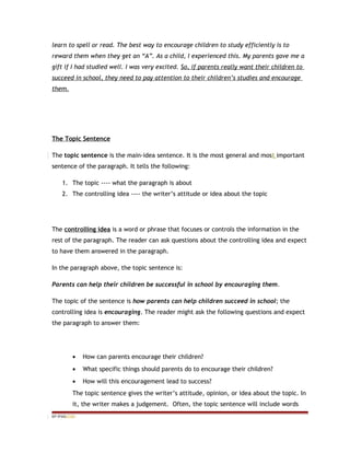 Topic sentence & supporting details | DOC