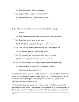 Topic sentence & supporting details | DOC