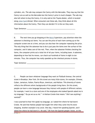 Topic sentence & supporting details | DOC
